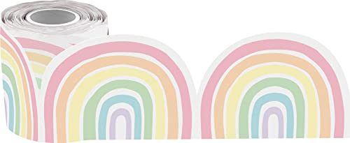 Teacher Created Resources Pastel Pop Rainbows Die-Cut Rolled Border Trim - 50ft - Decorate Bulletin Boards, Walls, Desks, Windows, Doors, Lockers, Schools, Classrooms, Homeschool & Offices