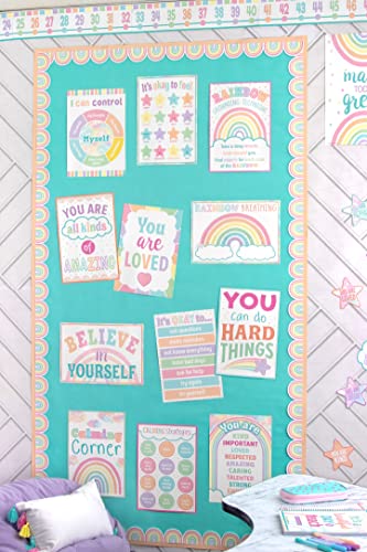 Teacher Created Resources Pastel Pop Rainbows Die-Cut Rolled Border Trim - 50ft - Decorate Bulletin Boards, Walls, Desks, Windows, Doors, Lockers, Schools, Classrooms, Homeschool & Offices