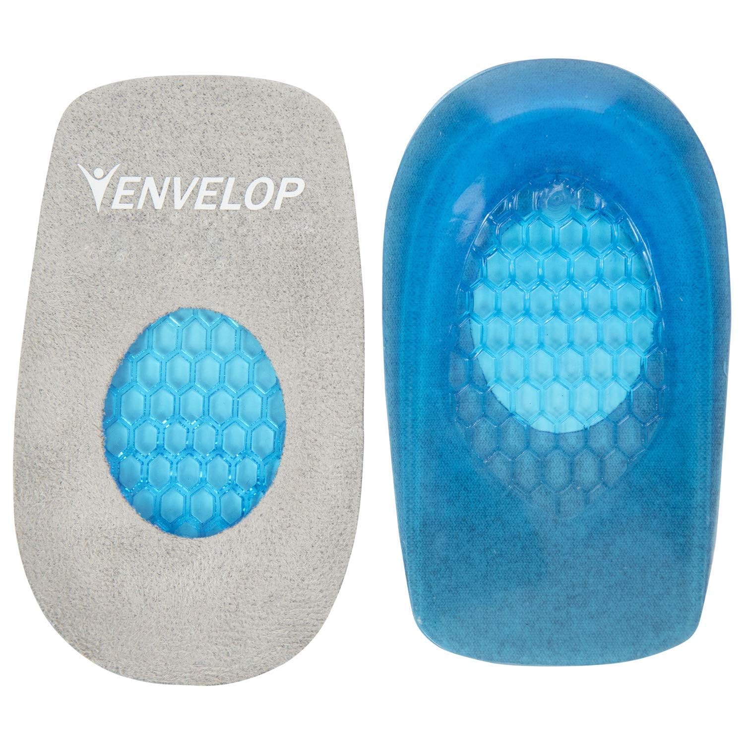 Vive Envelop Gel Heel Cups - Heel Cushion for Women, Men, Bone Spur, Plantar Fasciitis Support - Shoe Inserts Provide Foot Pain Relief