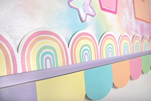 Teacher Created Resources Pastel Pop Rainbows Die-Cut Rolled Border Trim - 50ft - Decorate Bulletin Boards, Walls, Desks, Windows, Doors, Lockers, Schools, Classrooms, Homeschool & Offices