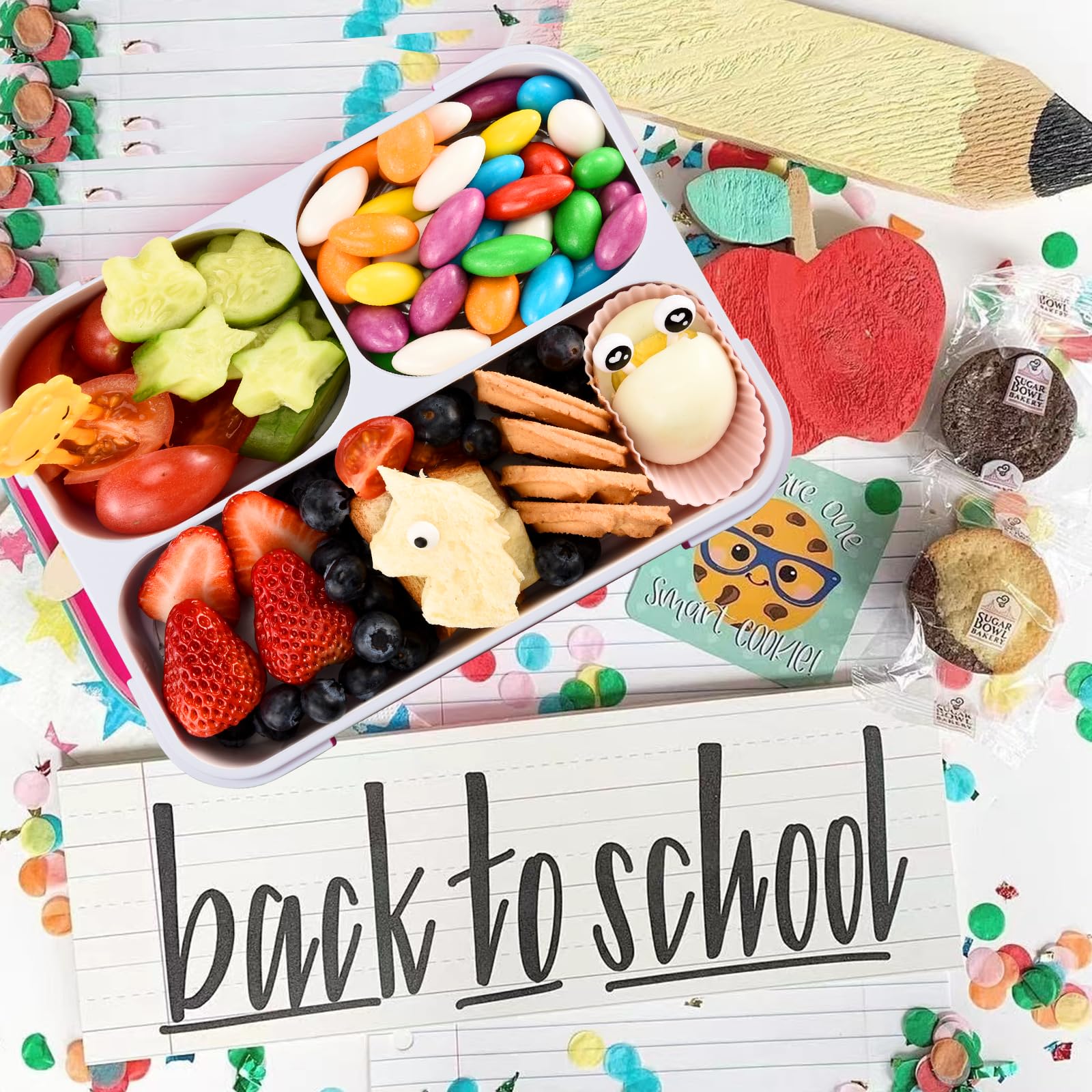 COO&KOO Unicorn Lunch Bag Lunch Box Set, Insulated Lunch Bag with 3 Compartment Bento Box Ice Pack Water Bottle Silicon Cap Spoon Salad Container for Lunch Kid's School Supplies Ideal for Age 7-15