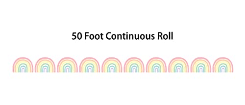 Teacher Created Resources Pastel Pop Rainbows Die-Cut Rolled Border Trim - 50ft - Decorate Bulletin Boards, Walls, Desks, Windows, Doors, Lockers, Schools, Classrooms, Homeschool & Offices