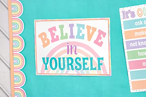 Teacher Created Resources Pastel Pop Rainbows Die-Cut Rolled Border Trim - 50ft - Decorate Bulletin Boards, Walls, Desks, Windows, Doors, Lockers, Schools, Classrooms, Homeschool & Offices