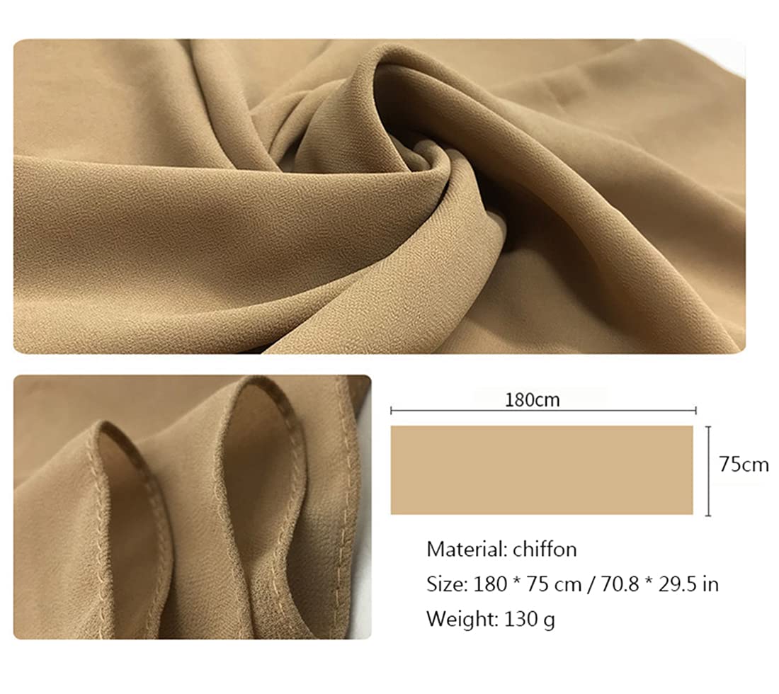 QYMY 3PCS Women Soft Chiffon Scarves Solid Color Hijab Muslim Head Scarf Long Scarf Wrap Scarves chiffon Scarf (Beige+Grey+Red bean powder)