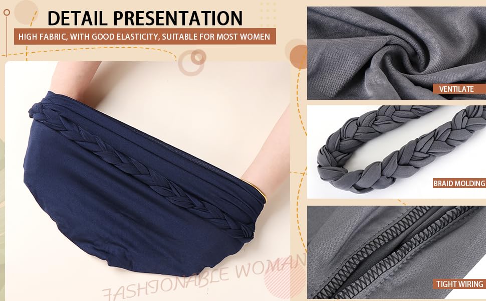 Fxhixiy Hijab Braid Silky Turban Hats for Women Cancer Chemo Beanies Cap Headwrap Headwear (Navy Blue)