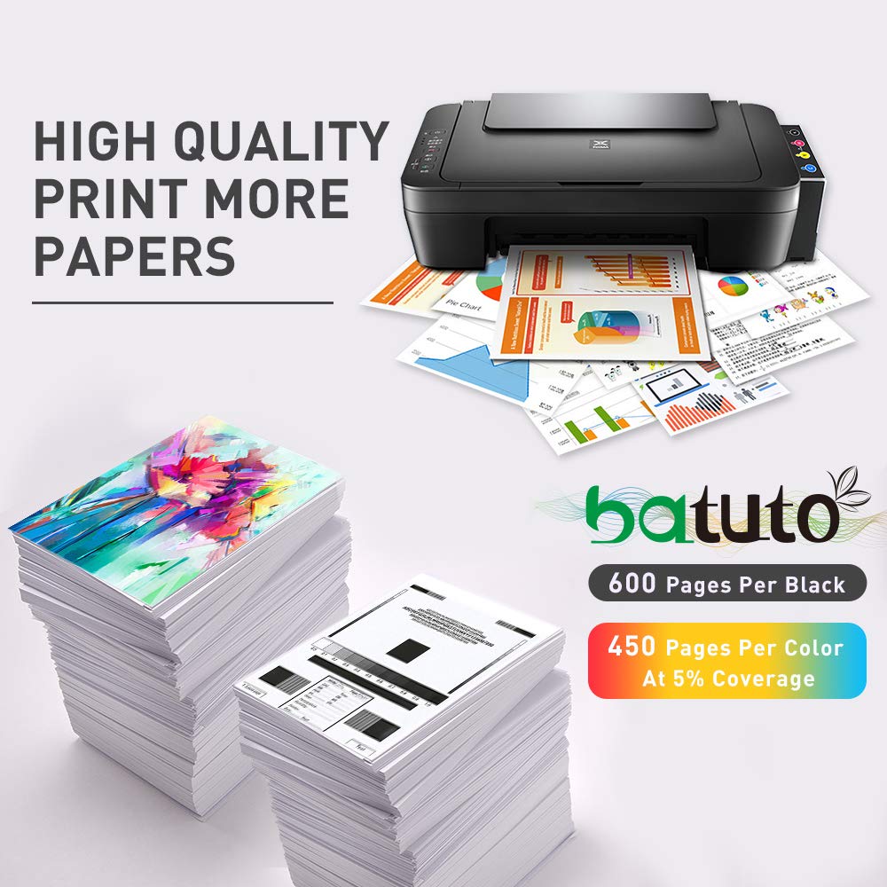 batuto Remanufactured Inkjet for HP 67 3YM59A 3YM58A (Black Tri-Color 2 Pack) Replacement for HP Envy Pro 6452, 6455, 6458, HP DeskJet 1255, 2732, 2752, 2755, HP DeskJet Plus 4140, 4152