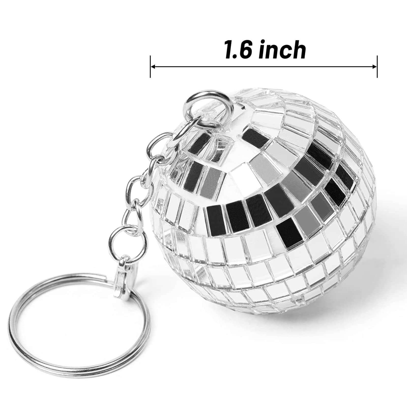 12Pcs Mirror Disco Ball Keychain Mini Disco Ball Keychains Bulk 70s Disco Keychain Silver Mirror Ball Keychain Disco Ball Accessories for Disco Party Favors Halloween Christmas Party Decorations