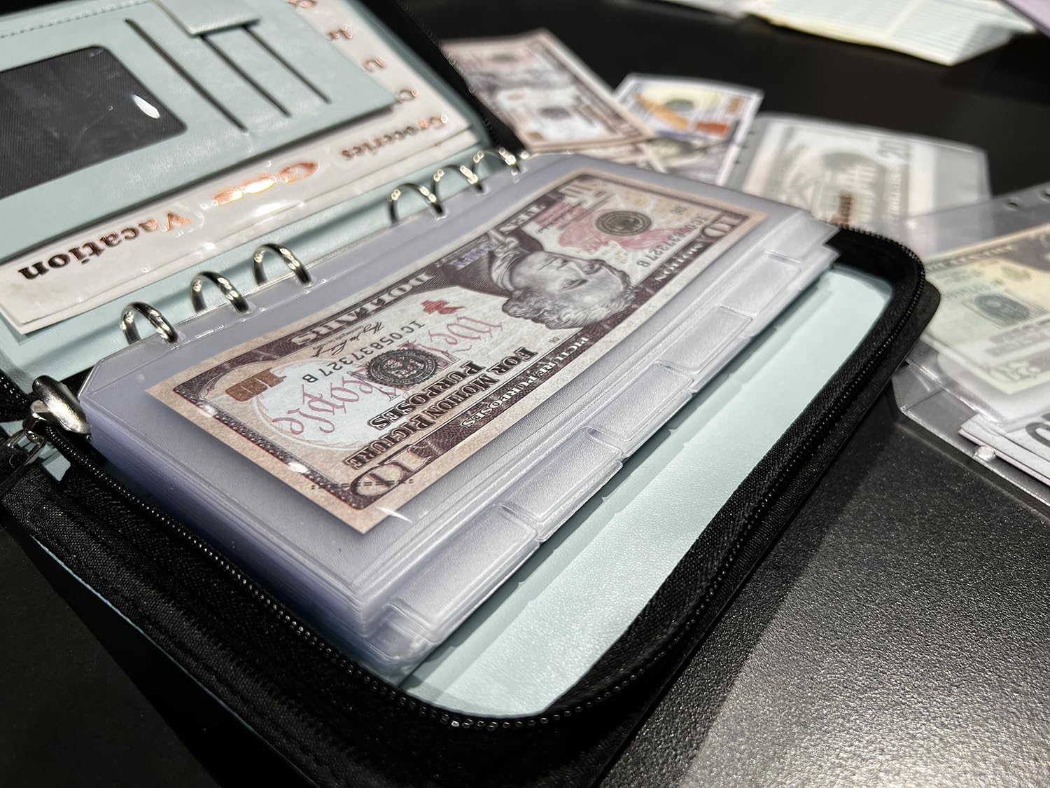 UMSICHT 12PCS A6 Binder Pockets with No Zippers, Zipless Budget Envelopes with Index Bits Design, A6 Binder Pouch for 6 Ring Binder, Money Folder Organizer,Clear PVC Savings Challenges Envelopes,12PCS