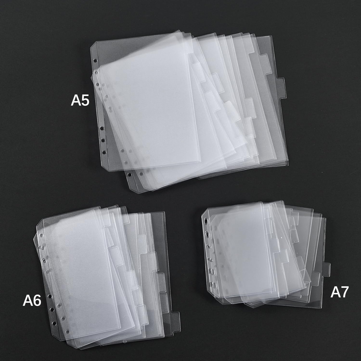 UMSICHT 12PCS A6 Binder Pockets with No Zippers, Zipless Budget Envelopes with Index Bits Design, A6 Binder Pouch for 6 Ring Binder, Money Folder Organizer,Clear PVC Savings Challenges Envelopes,12PCS