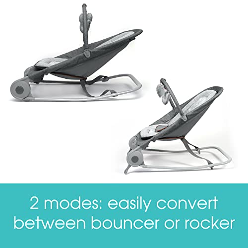 Summer 2-in-1 Bouncer & Rocker Duo (Heather Gray) Convenient and Portable Rocker and Bouncer for Babies Includes Soft Toys and Soothing Vibrations