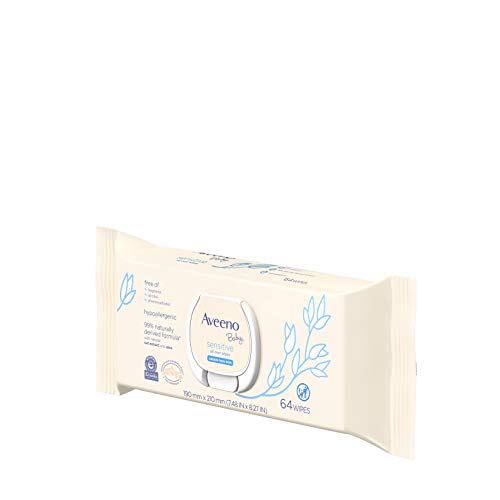 AVEENO Baby Sensitive All Over Wipes, Paraben- & Fragrance-Free, 64 ea