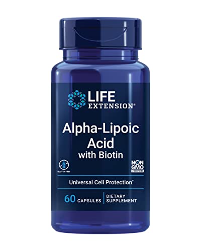 Life Extension Alpha-Lipoic Acid with Biotin - Alpha-Lipoic Acid Supplement Formula for Liver & Nerve Health and Cell Protection Support With Vitamin B- Gluten-Free, Non-GMO - 60 Capsules