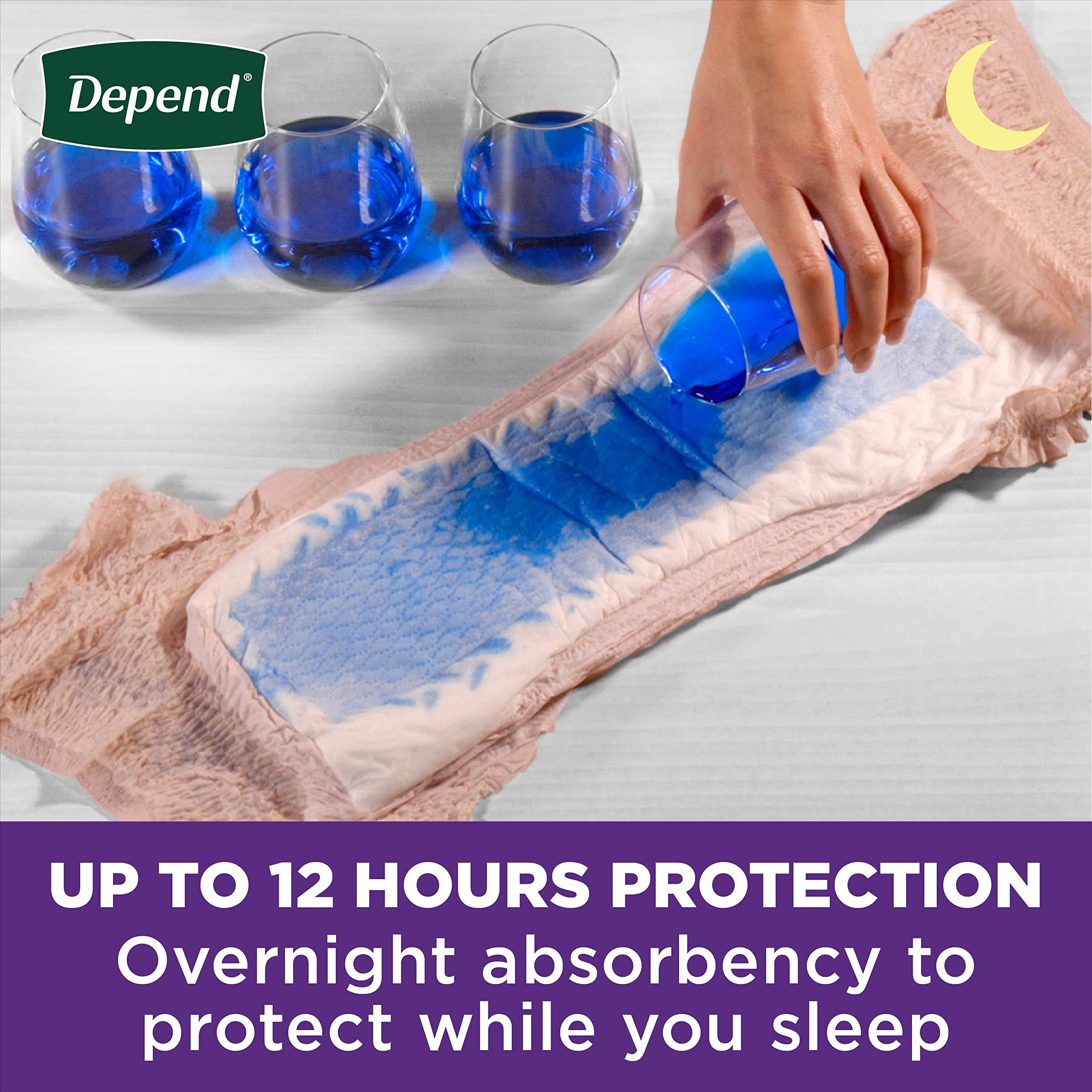 Depend Night Defense Adult Incontinence & Postpartum Bladder Leak Underwear for Women, Disposable, Overnight, Medium, Blush, 60 Count (4 Packs of 15), Packaging May Vary
