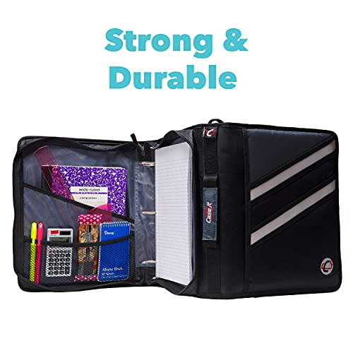 Case-it Z-Binder Two-in-One 1.5-Inch D-Ring Zipper Binders, Red