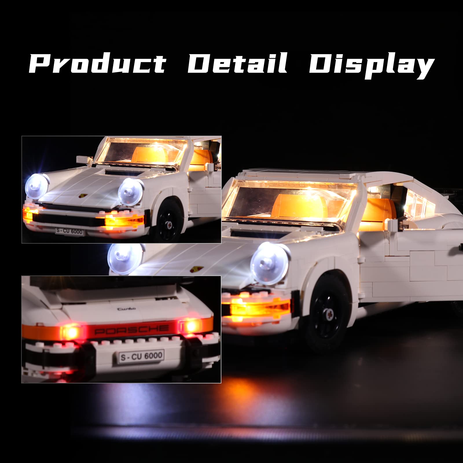 Bourvill LED Lights Kit for Lego Porsche 911 (10295) - Lights Set Compatible with Lego 10295 Set -Classic Version (Lights Kit without Model)