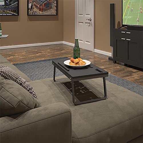 COSCO Folding Laptop, Black w/Cup & Electronic Device Holder, Adjustable & Portable Desk Activity Tray, 1 Pack
