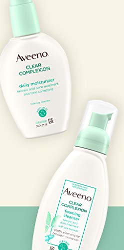 Aveeno Clear Complexion Salicylic Acid Acne-Fighting Daily Face Moisturizer with Total Soy Complex, For Breakout-Prone Skin, Oil-Free and Hypoallergenic, 4 fl. oz
