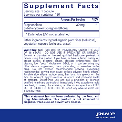 Pure Encapsulations Pregnenolone 30 mg | Supplement to Support The Immune System, Memory, and Hormone Balance* | 180 Capsules