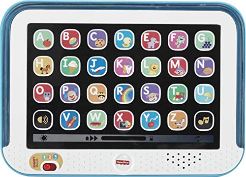 Fisher-Price Pretend Tablet Learning Toy with Lights Music and Smart Stages Educational Content for Baby and Toddler, Blue