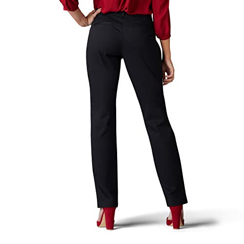 Lee womens Relaxed Fit Wrinkle Free Straight Leg Pants, Black, 8 Short US