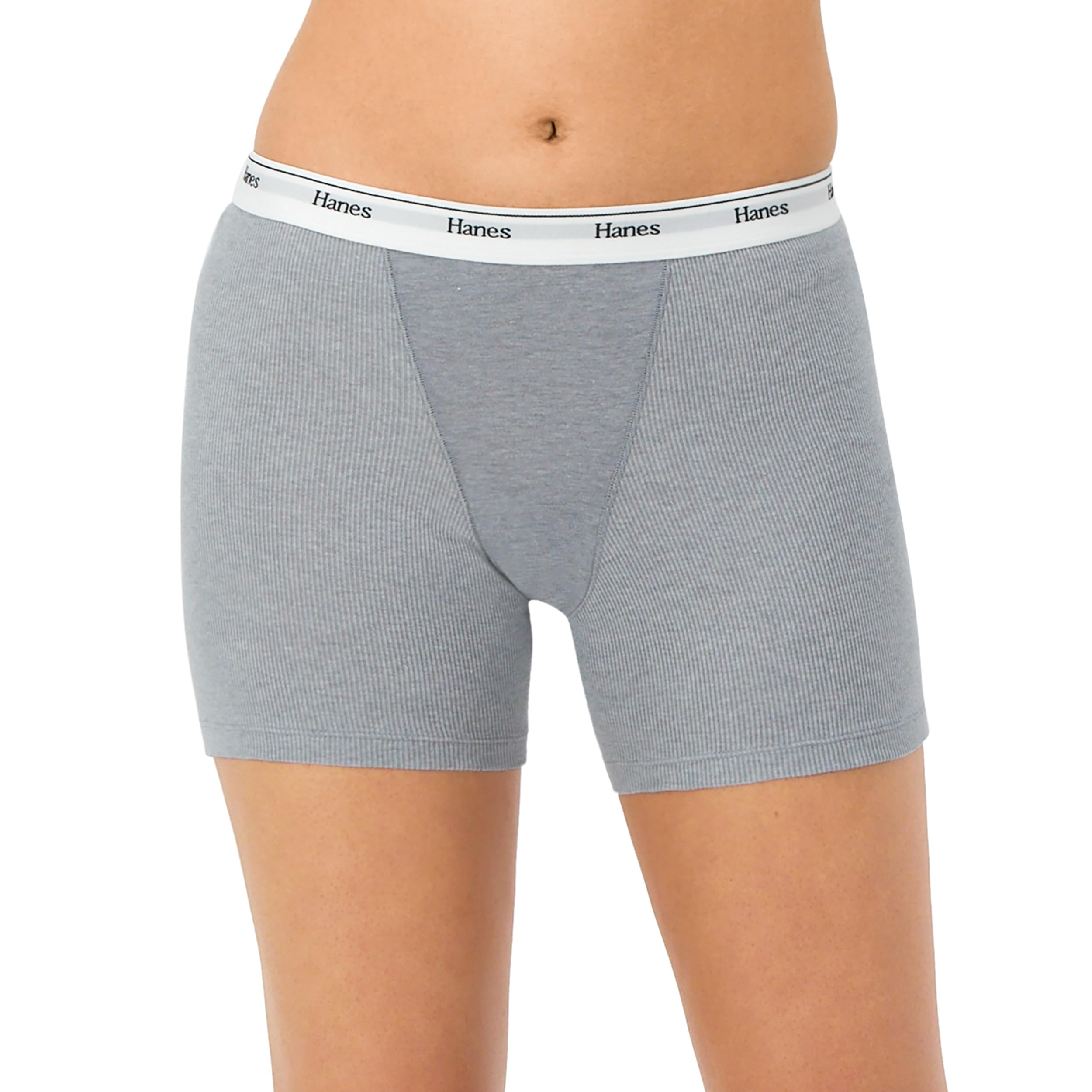 Hanes Women's Mid-Thigh Boxer Brief Pack, Stretch Cotton Underwear, 4-Pack, Fashion Color Mix, X-Large