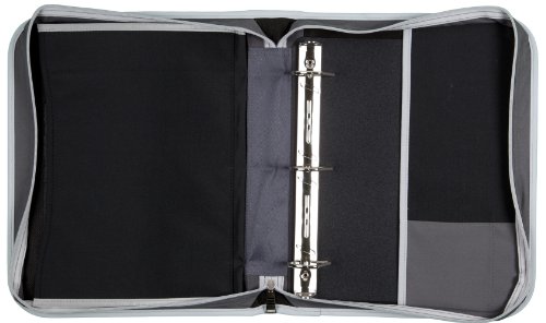 Mead 1-1/2Inch Zipper Binder, 3 Ring Binder, Heavy Duty, PRO Platinum, Gray/Black (72862)