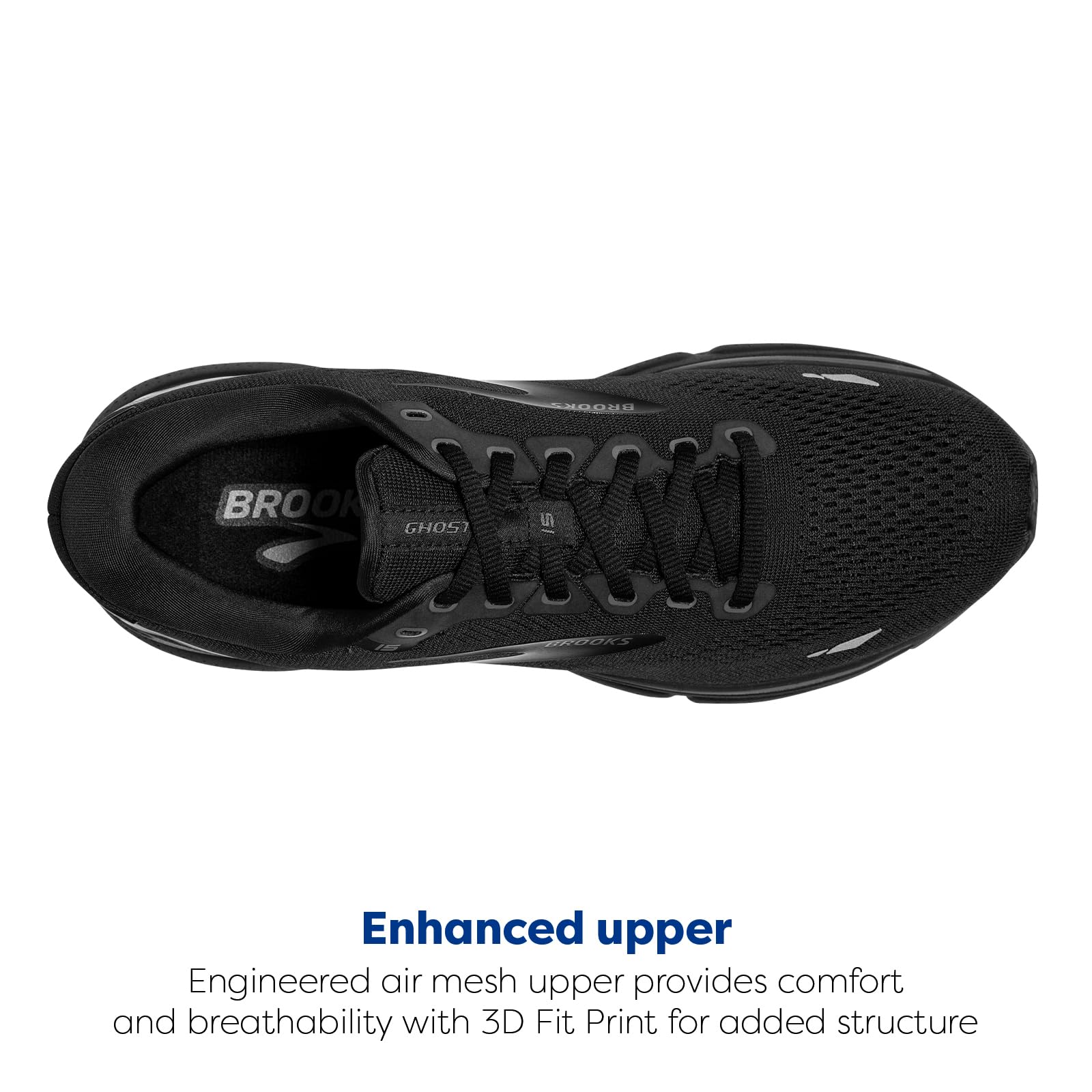 Brooks Women's Ghost 15 Neutral Running Shoe - Black/Black/Ebony - 9 Medium