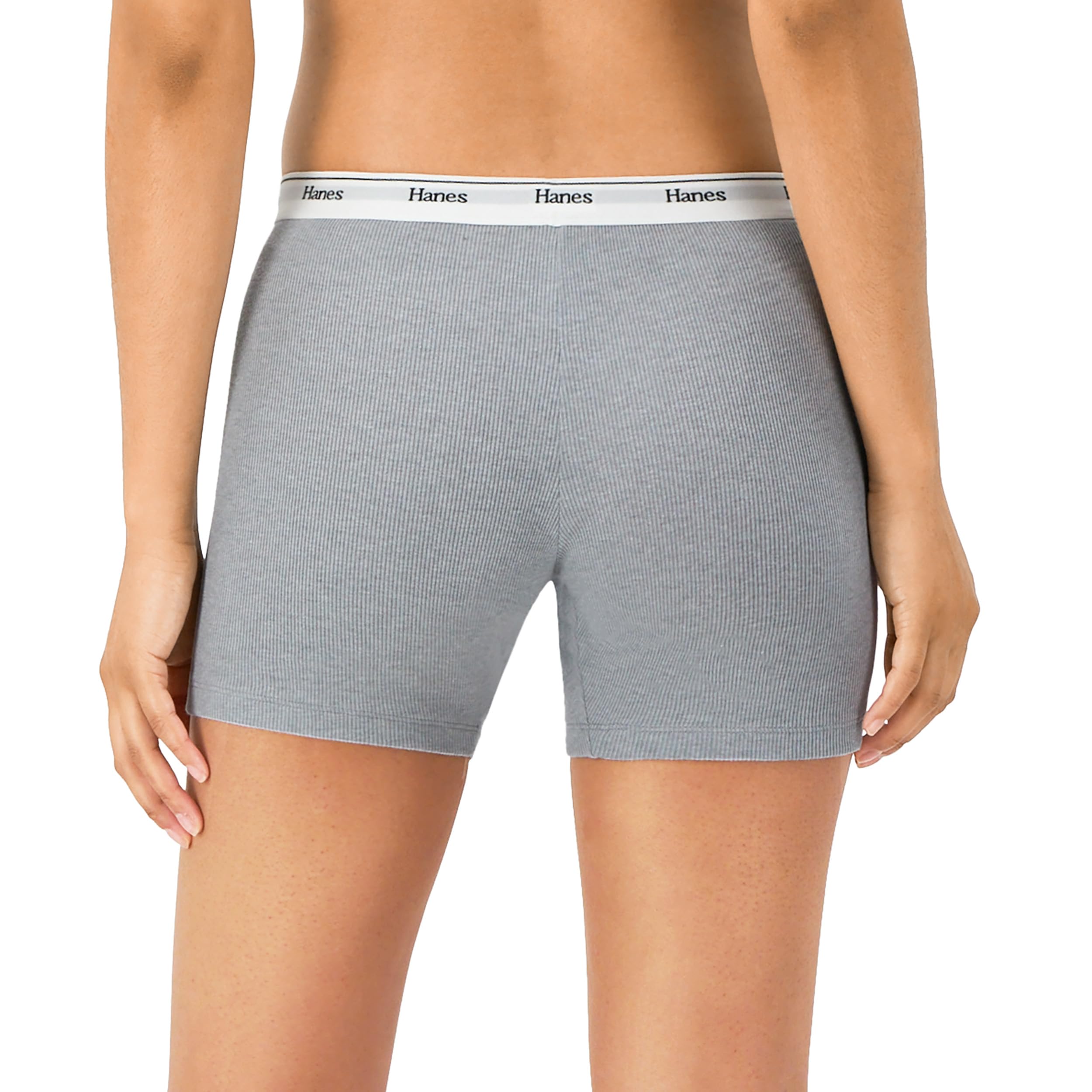 Hanes Women's Mid-Thigh Boxer Brief Pack, Stretch Cotton Underwear, 4-Pack, Fashion Color Mix, X-Large