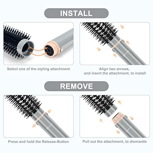IG INGLAM MegaAIR Styler, 4 in-1 Professional Hair Dryer Brush 110,000 PRM Brushless BLDC Motor Ionic Hot Air Volumizing and Shape, Gray