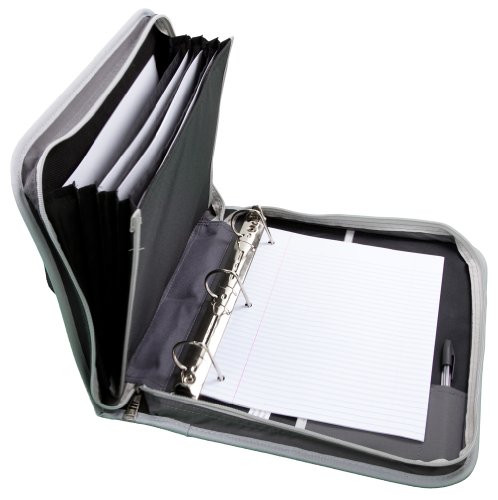 Mead 1-1/2Inch Zipper Binder, 3 Ring Binder, Heavy Duty, PRO Platinum, Gray/Black (72862)