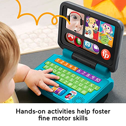 Fisher-Price Laugh & Learn Baby to Toddler Toy Let’S Connect Laptop Pretend Computer with Smart Stages for Ages 6+ Months