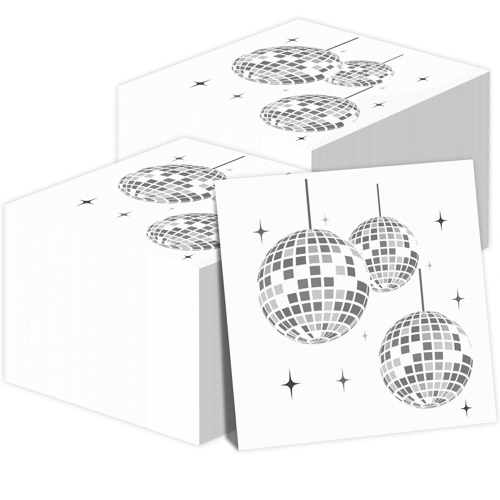 50 Pack 70s Disco Party Napkins 70’s Disco Party Supplies Decorations Disco Ball Paper Stylish Disposable Napkins for 80s 90s Engagement Birthday Baby Shower Hip Hop Boogie Dance Party Favors