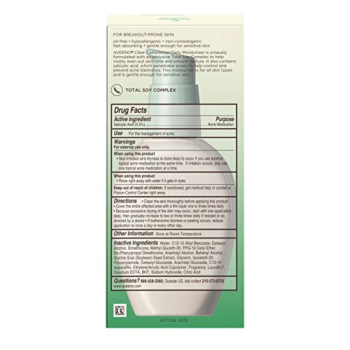 Aveeno, Facial Moisturizers Clear Complexion Daily Moisturizer Pump,4 fl oz
