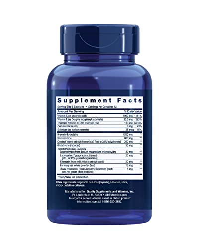 Life Extension Anti-Alcohol Complex - Hangover Relief Formula Supplement for Liver Health Support, Detox and Better Mornings After Drink - Gluten-Free, Non-GMO, Vegetarian - 60 Capsules