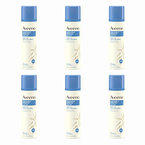 Aveeno Positively Smooth Moisturizing Shave Gel with Soy, Aloe, and Vitamin E to help Prevent Nicks, Cuts and Razor Bumps, Lightly Fragranced, Pack of 6, 7 oz each