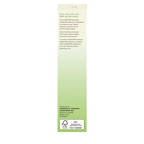 Aveeno Positively Radiant Daily Facial Moisturizer with Total Soy Complex and Broad Spectrum SPF 30 Sunscreen, Oil-Free and Non-Comedogenic, 2.5 fl. oz