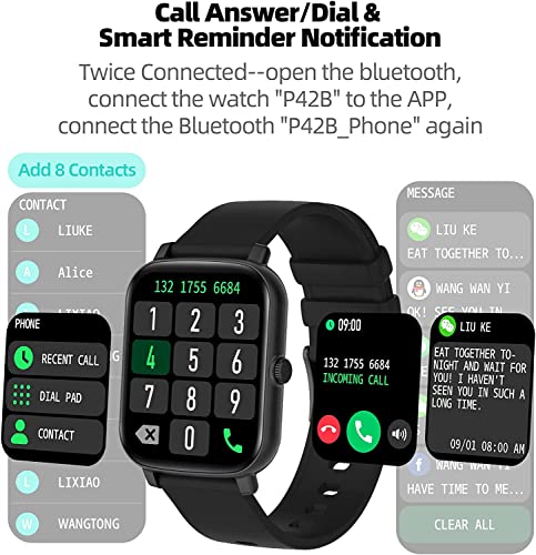Smart Watch for Android Phones with Call Receive/Dial, 1.7β IP68 Waterproof Fitness Tracker with Heart Rate SpO2, Sleep Tracker Voice Control Sport Activity Trackers Smartwatch for Women Men