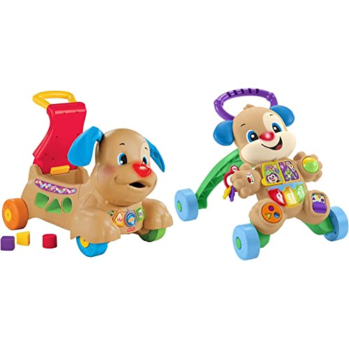 Fisher-Price Laugh & Learn Stride-to-Ride Puppy [Amazon Exclusive] & Laugh & Learn Baby Walker and Musical Learning Toy with Smart Stages Educational Content, Learn with Puppy​