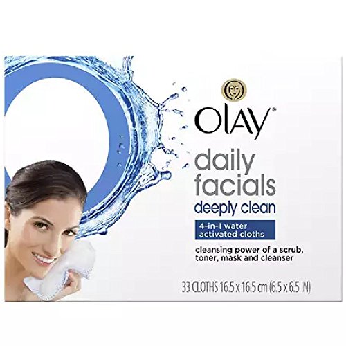 Olay Daily Deeply Clean 4-in-1 Water Activated Cleansing Face Cloths 33ct (Pack of 5)