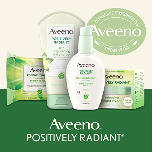 Aveeno Positively Radiant Daily Facial Moisturizer with Total Soy Complex and Broad Spectrum SPF 30 Sunscreen, Oil-Free and Non-Comedogenic, 2.5 fl. oz
