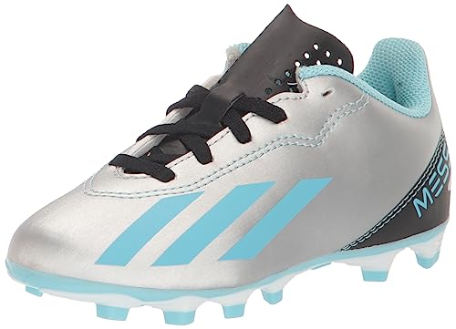 adidas X Crazyfast Messi.4 Firm Ground Sneaker, Silver Metallic/Bliss Blue/Core Black, 5.5 US Unisex Big Kid