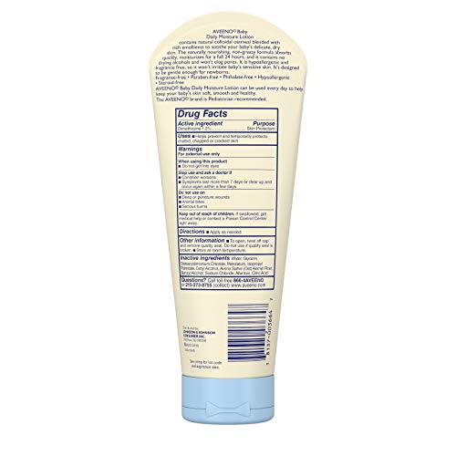 Aveeno Baby Daily Moisture Lotion with Natural Colloidal Oatmeal & Dimethicone, Fragrance-Free, 8 oz