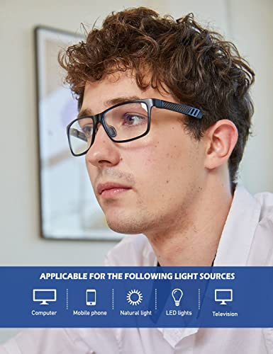 ANYLUV Blue Light Blocking Glasses Men Computer Gaming Blue Screen Glasses Mens Blue Light Blocker Glasses Rectangle Metal frame UV400 Clear Lens