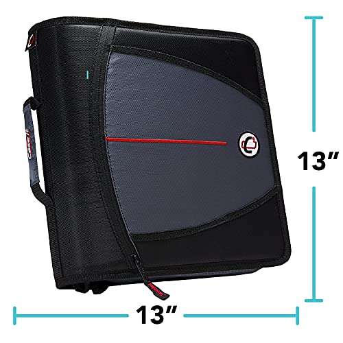 Case-it The Mighty Zip Tab Zipper Binder - 3 Inch O-Rings - 6 Pocket Expanding File Folder - 600 Sheet Capacity – Blue ( Pack of 6 )