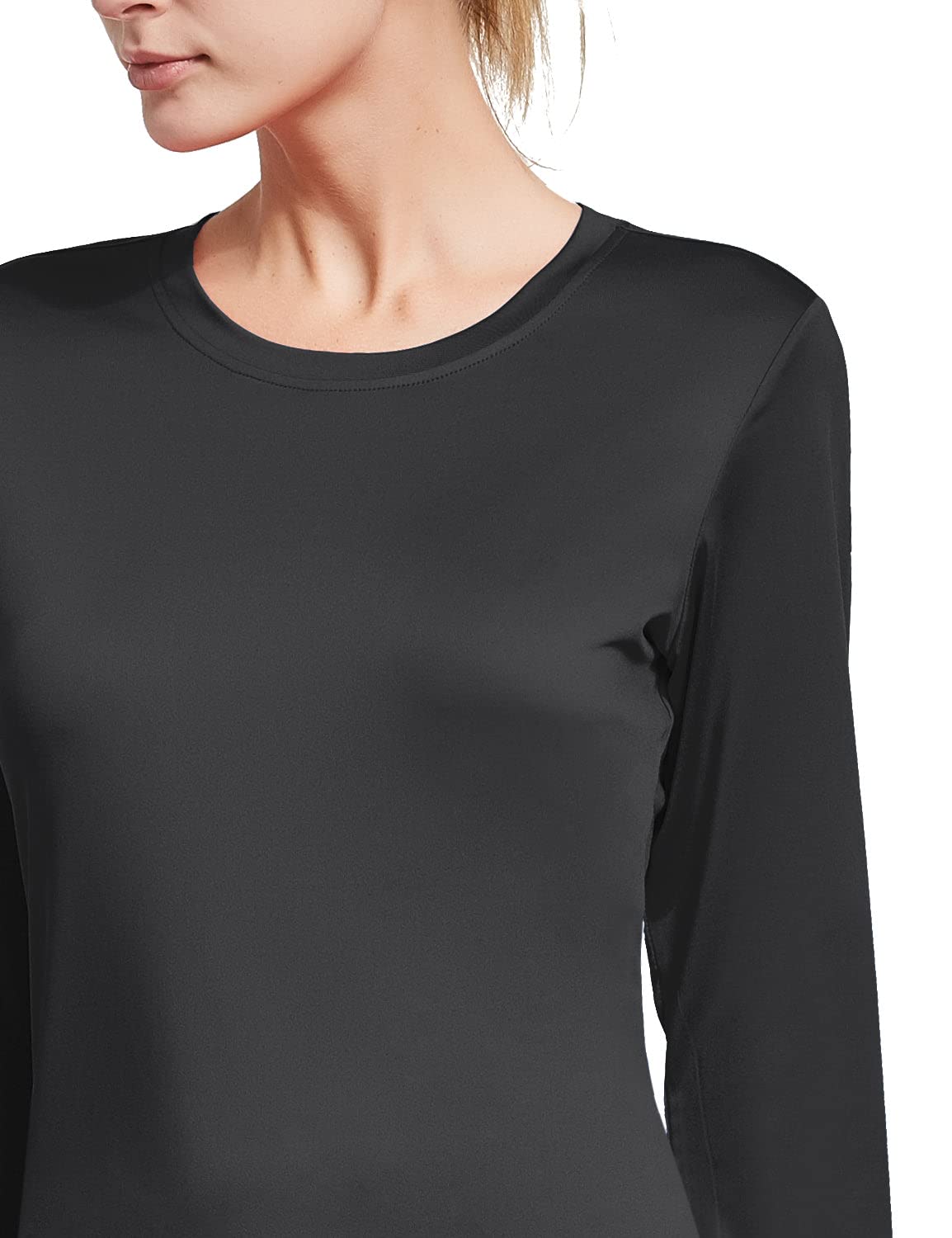 BALEAF Women's Long Sleeve Workout Tops Running Hiking Athletic Shirts Active T-Shirts Wicking Quick Dry Soft Lightweight Black Size S