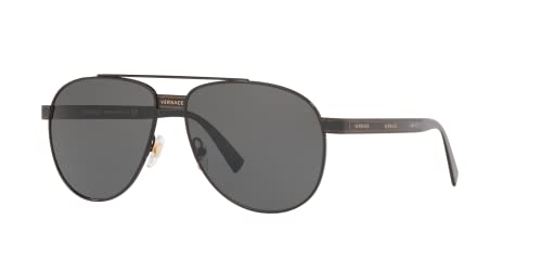 Versace Man Sunglasses Black Frame, Dark Grey Lenses, 58MM
