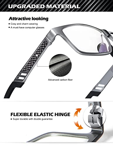 ANYLUV Blue Light Blocking Glasses Men Computer Gaming Blue Screen Glasses Mens Blue Light Blocker Glasses Rectangle Metal frame UV400 Clear Lens