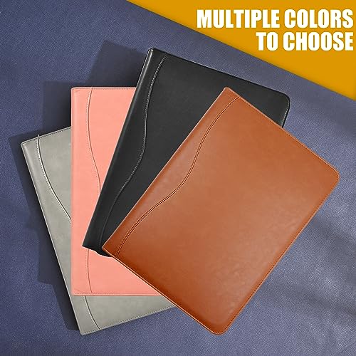 Deziliao 3-Ring Padfolio Portfolio Binder Organizer, Document Organizer Folio, 10.4 Inch PU Leather Business Portfolio with Zipper, Business Planner Notebook Organizer for Women/Men(Black)
