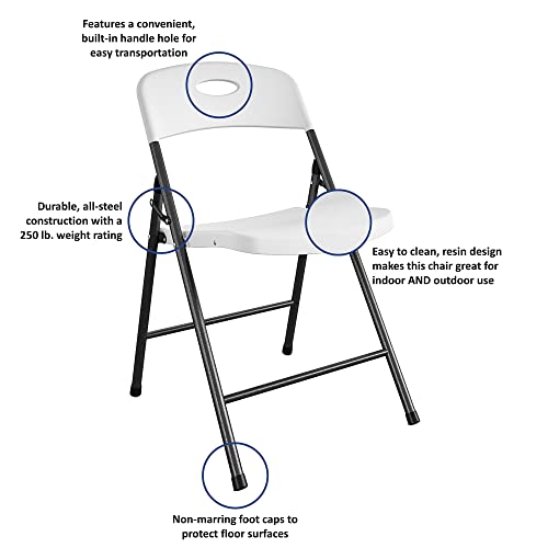CoscoProducts COSCO Solid Resin Folding Chair, 4-Pack, White