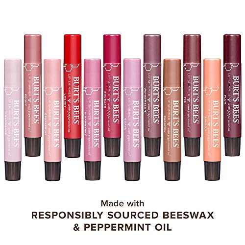 Burt's Bees Lip Balm Easter Basket Stuffers, Moisturizing Lip Shimmer for Women, With Vitamin E & Coconut Oil, 100% Natural, Peony, 0.09 Ounce (4 Pack)